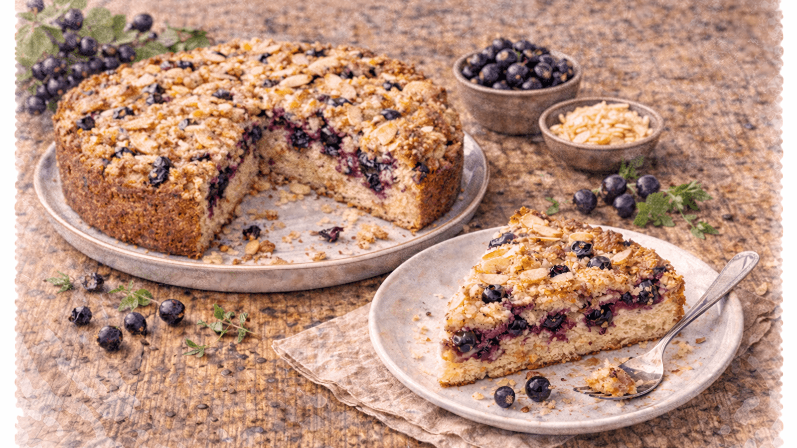 Crumble cake cassis-amande | Tourisme Yonne